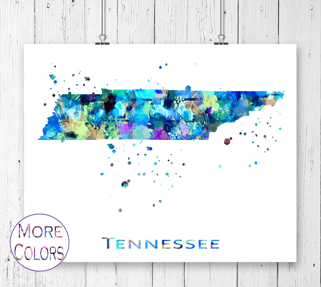 Tennessee Map Art Print, Poster, Wall Art, Contemporary Art, Modern ...