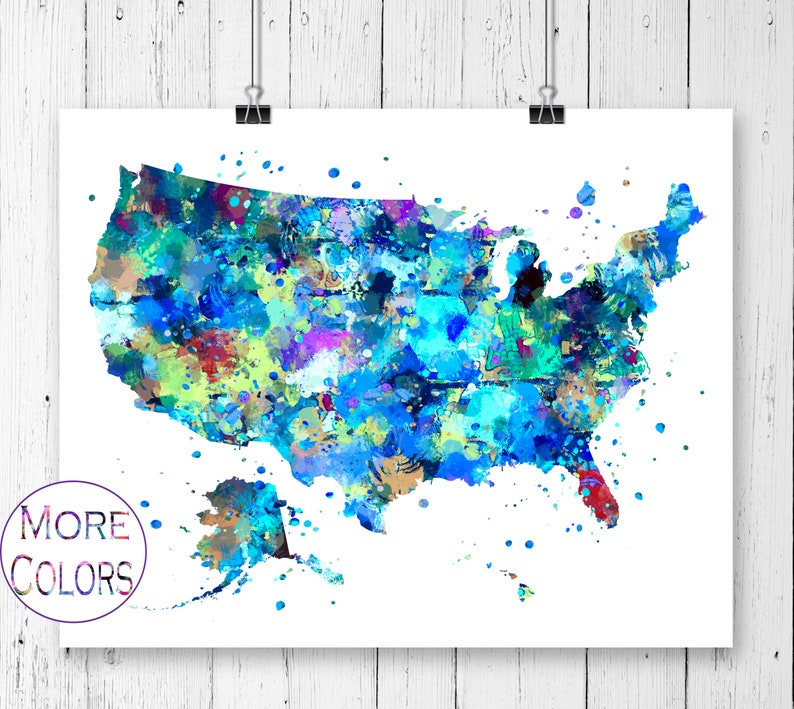 United States Map Art Print, Poster, Wall Art, Contemporary Art, Modern ...