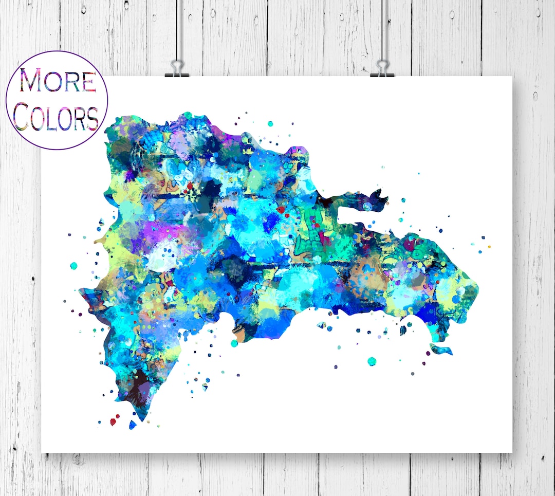 Dominican Republic Map Art Print, Poster, Wall Art, Contemporary Art ...