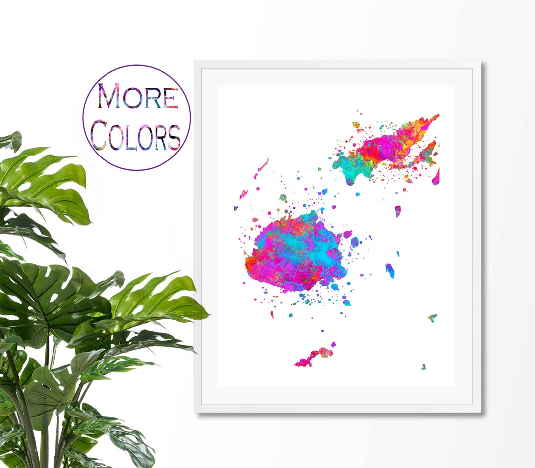 Fiji Map Art Print, Poster, Wall Art, Contemporary Art, Modern Wall ...