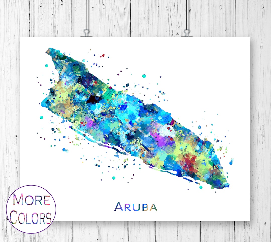 Aruba Map Art Print, Poster, Wall Art, Contemporary Art, Modern Wall ...