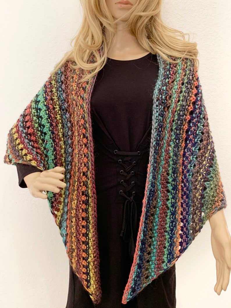 Wool Blend Shawl, Triangle Shawl, Colorful Shawl, Triangle Wrap Shawl ...