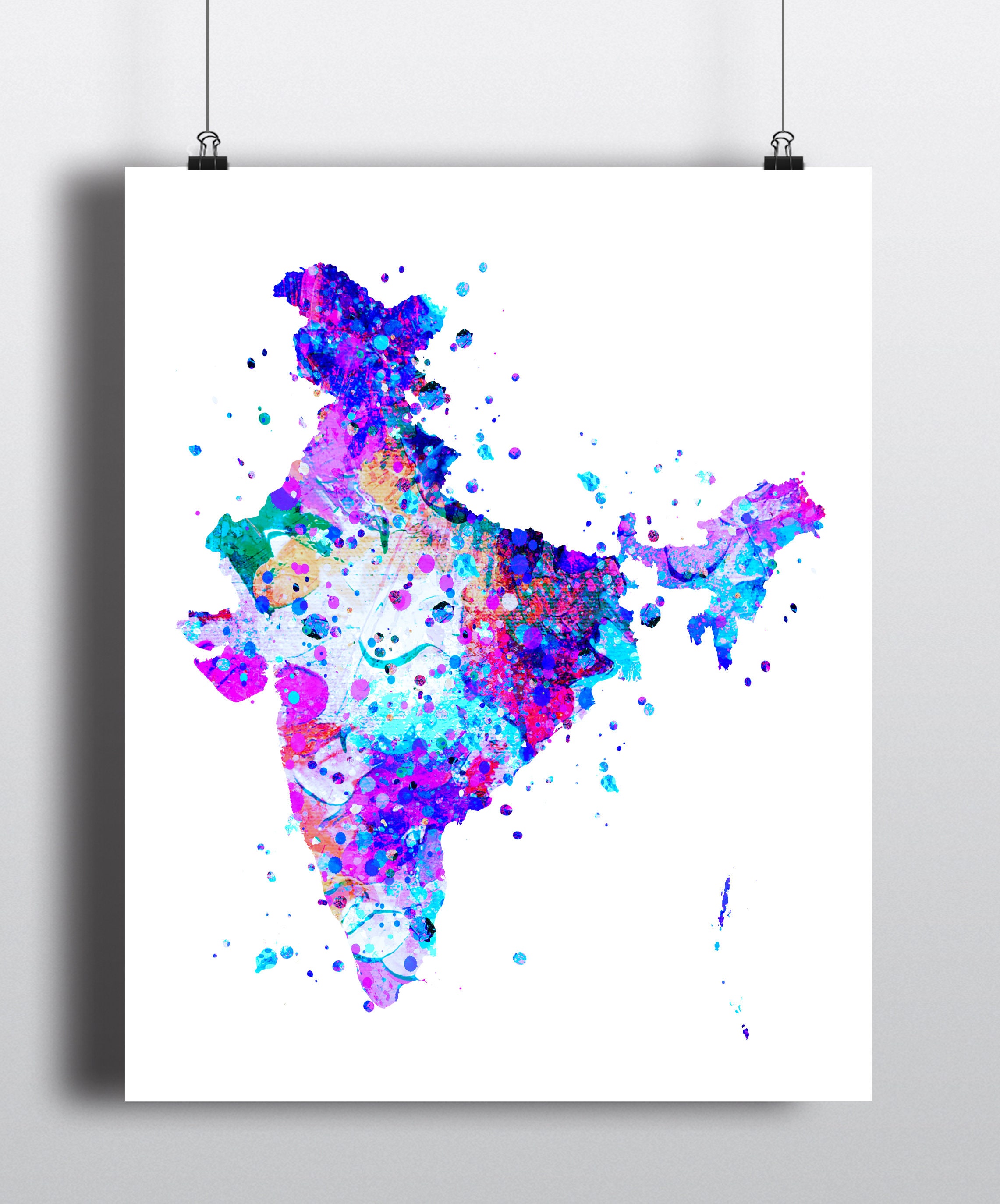 India Map Art Print, Poster, Wall Art, Contemporary Art, Modern Wall ...