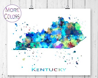 Kentucky State Map Watercolor Art Print 079 - Etsy