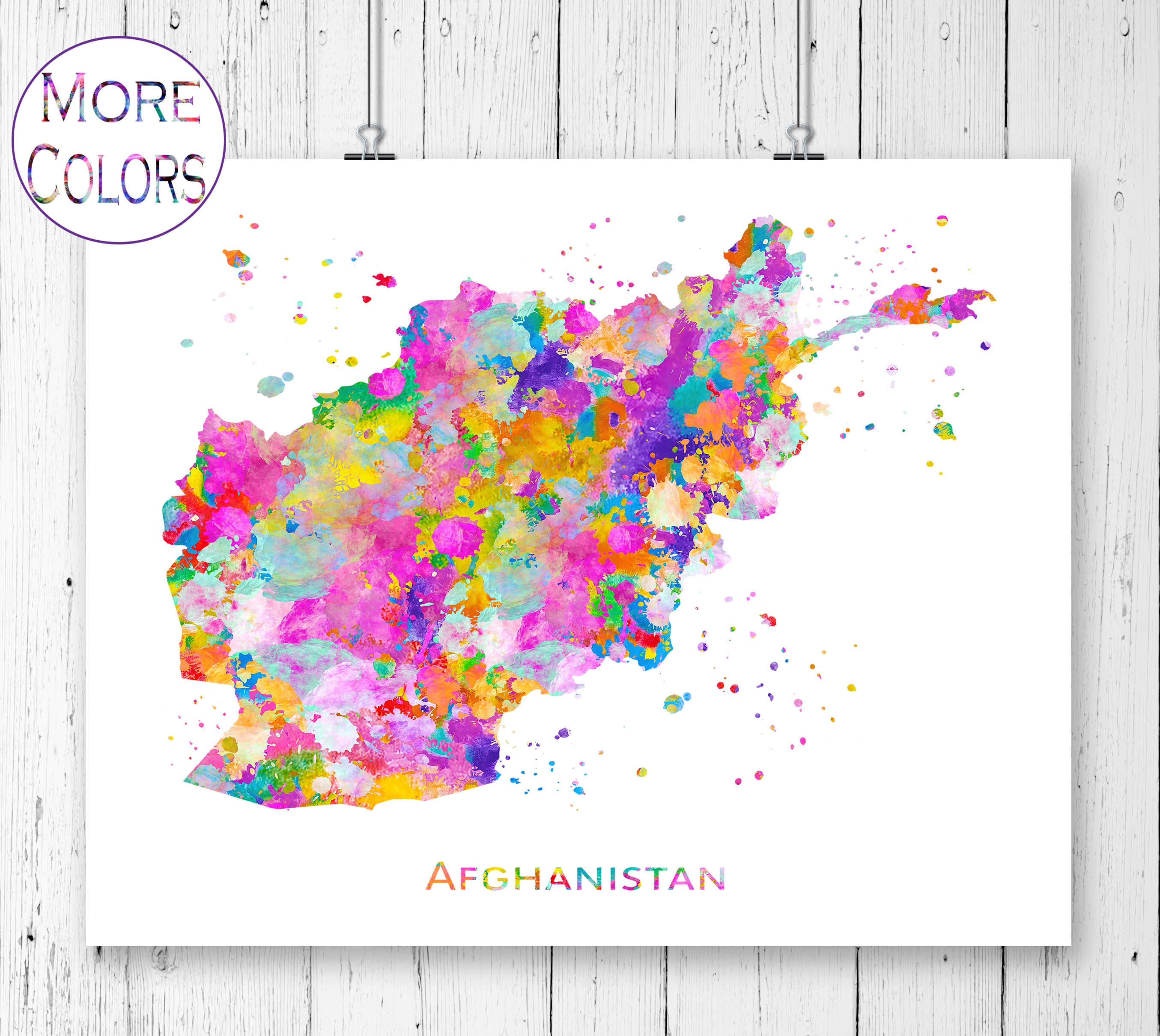 Afghanistan Watercolor Map Art Print, Poster, Wall Art, Contemporary ...