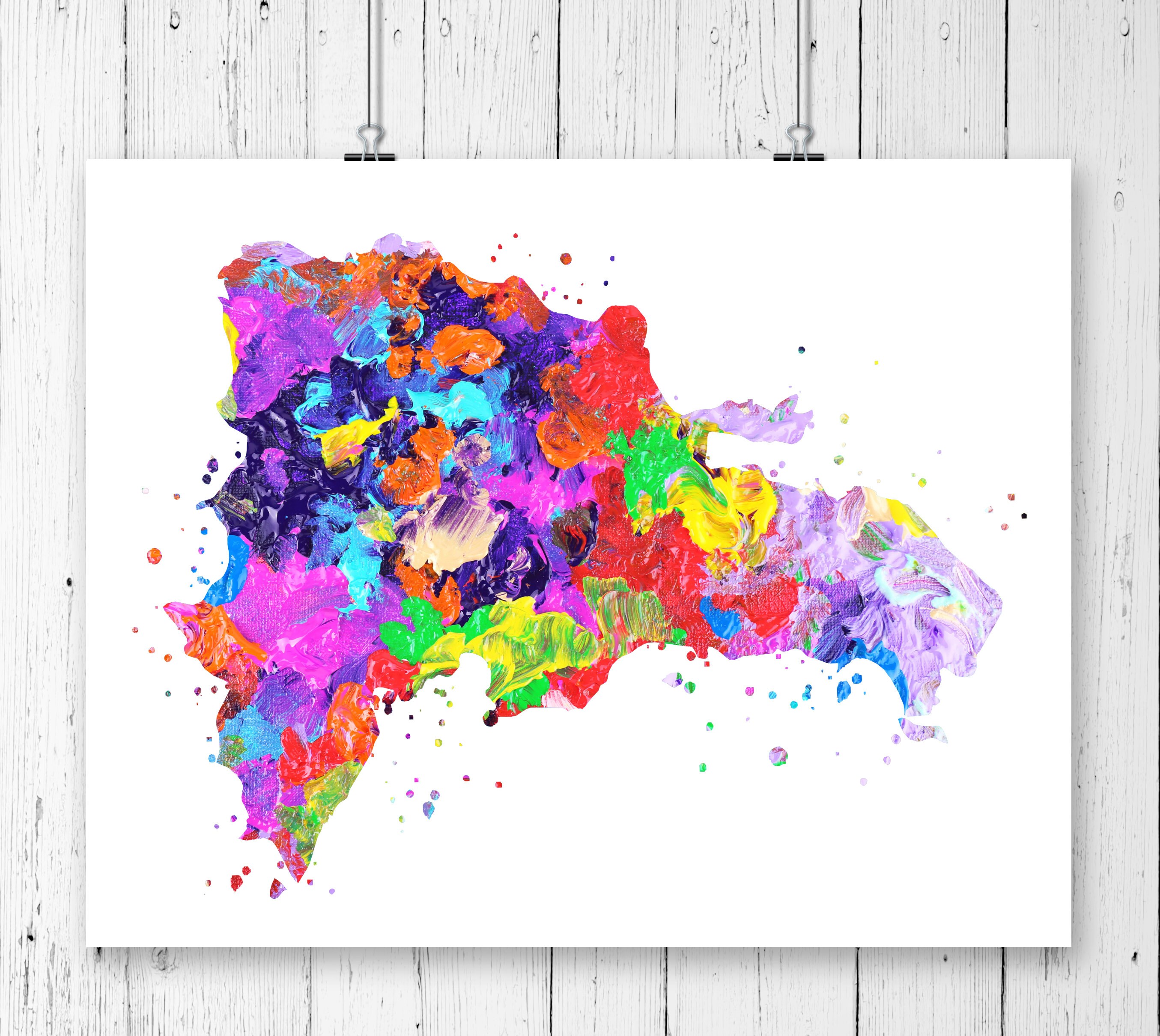 Dominican Republic Map Art Print, Poster, Wall Art, Contemporary Art ...
