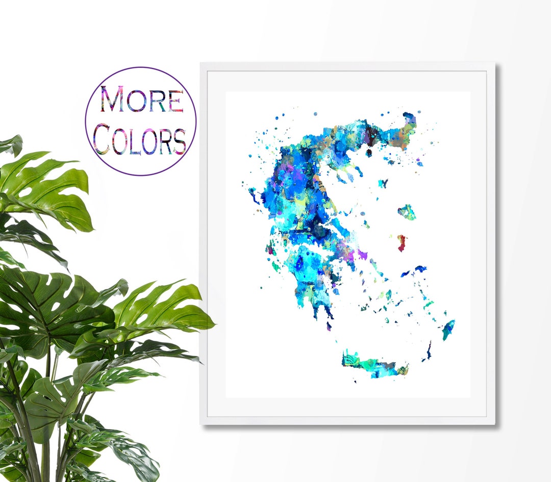 Greece Map Art Print, Poster, Wall Art, Contemporary Art, Modern Wall ...