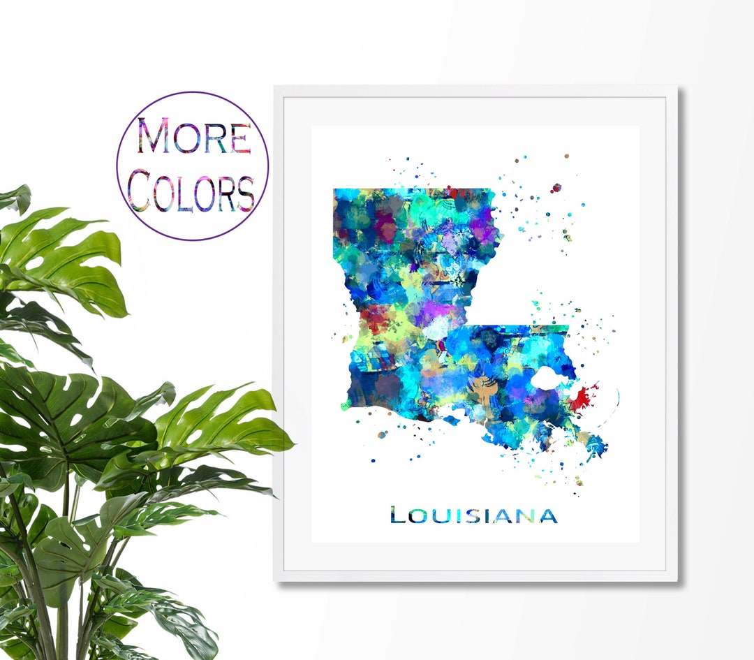 Louisiana Map Art Print, Poster, Wall Art, Contemporary Art, Modern ...