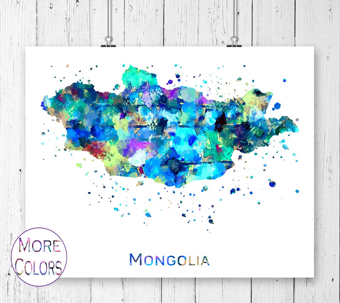 Mongolia Map Art Print, Poster, Wall Art, Contemporary Art, Modern Wall ...