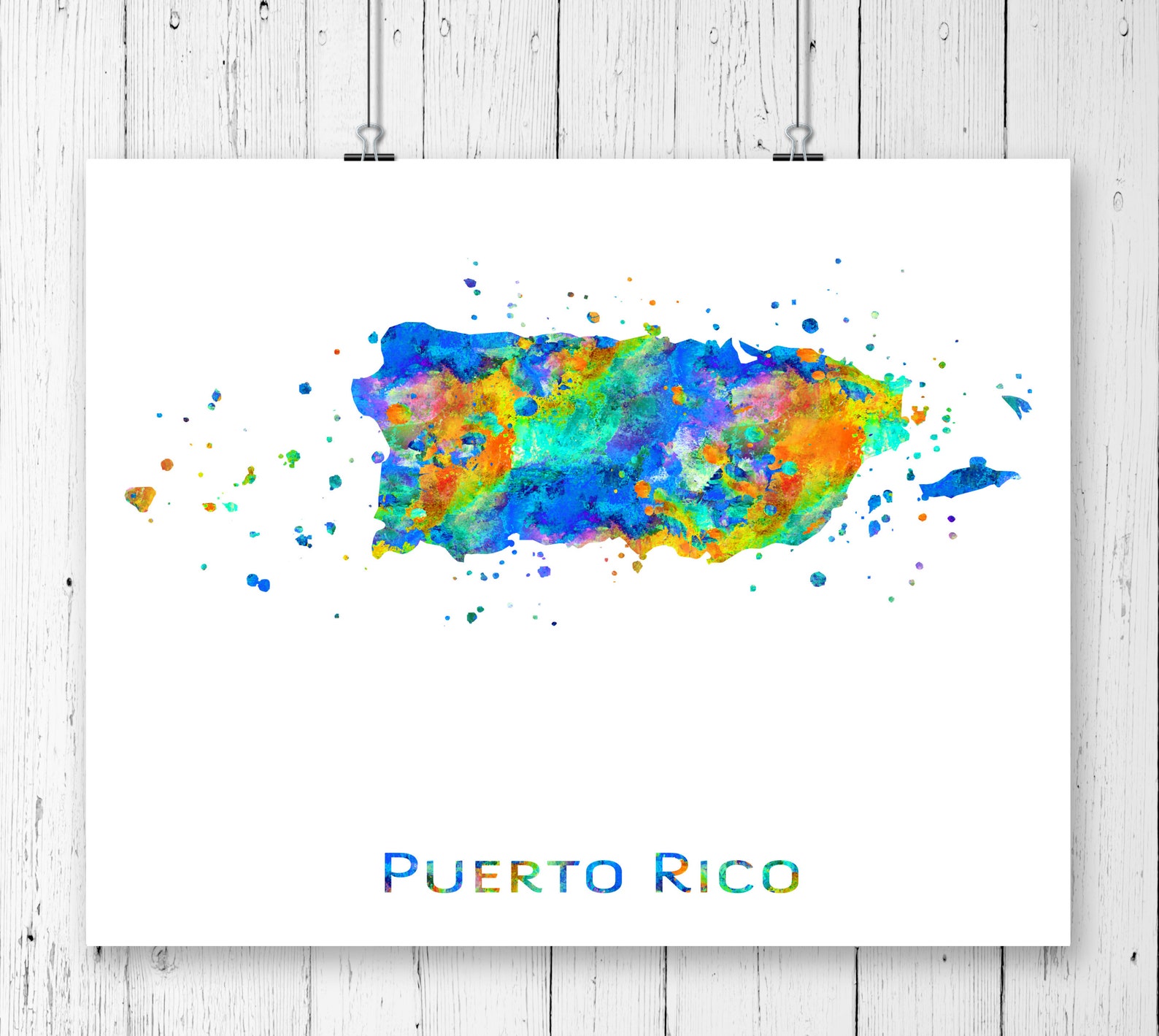 Puerto Rico Map Art Print, Poster, Wall Art, Contemporary Art, Modern ...