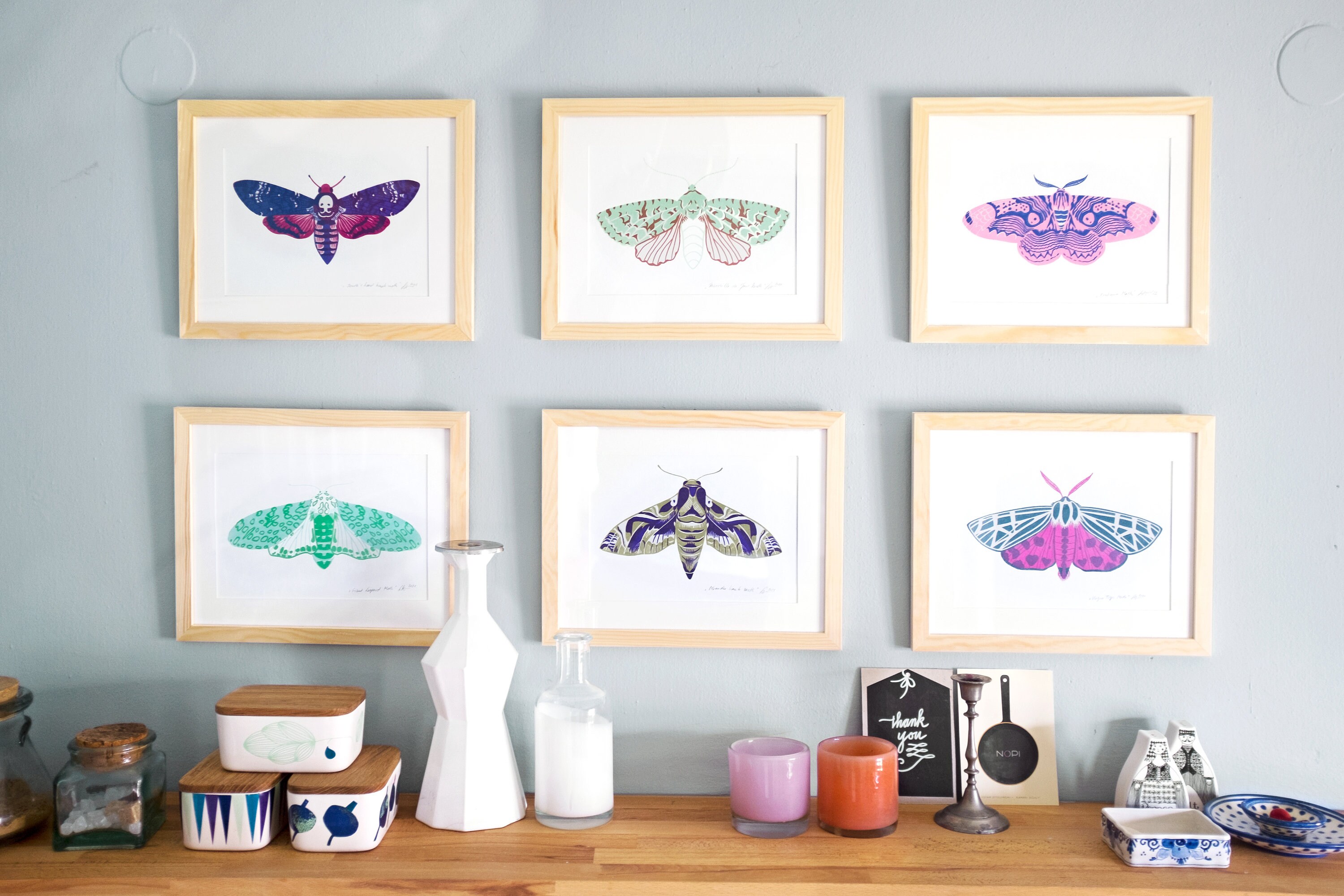 Oleander Hawk Moth Screenprint Green / Purple Metallic - Etsy