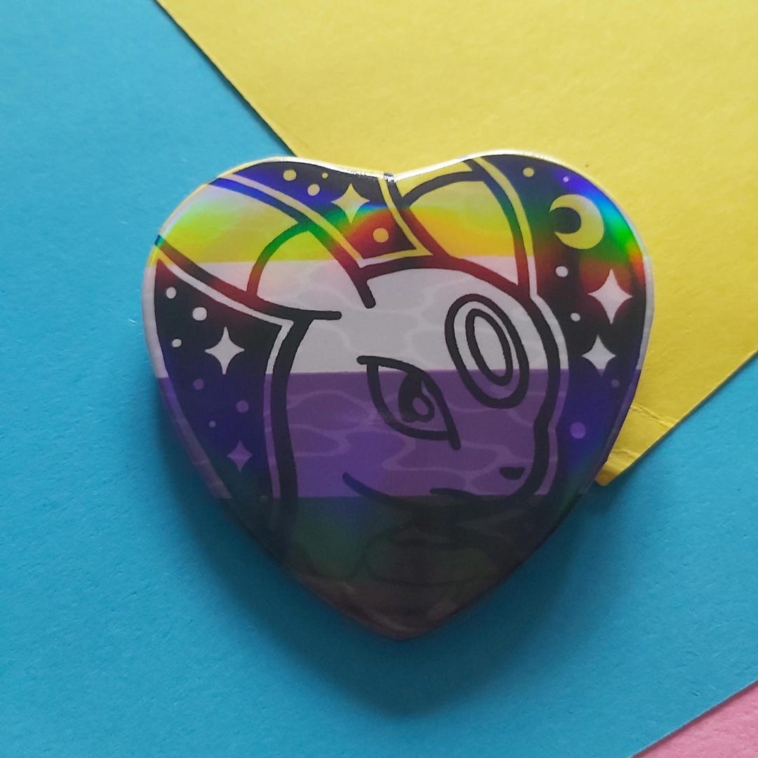 Non-binary Umbreon Holo Pride Flag Pokemon 58mm Heart-shaped Button ...
