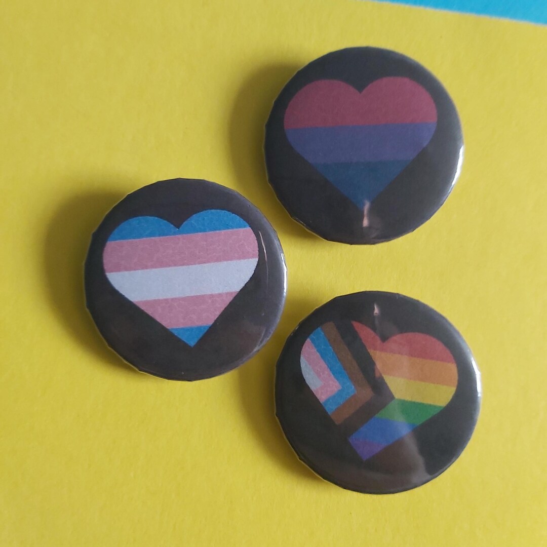 LGBTQIA+ Pride Flag Rainbow Trans Bi Pan Heart Shapes on a Black ...
