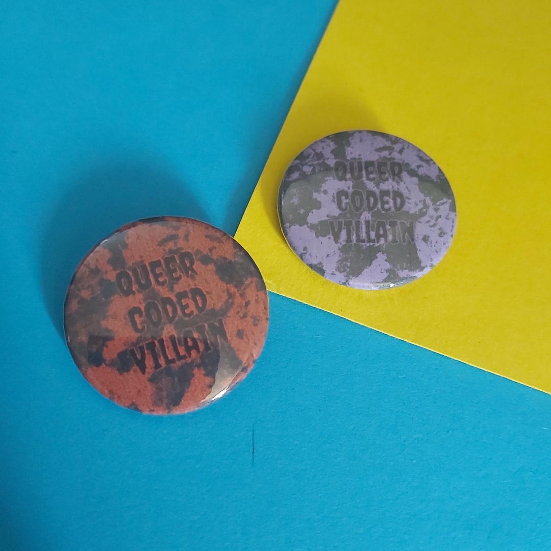Queer Coded Villian Purple/ Red Emo Goth 32mm Button Badge Pin LGBTQIA+ ...