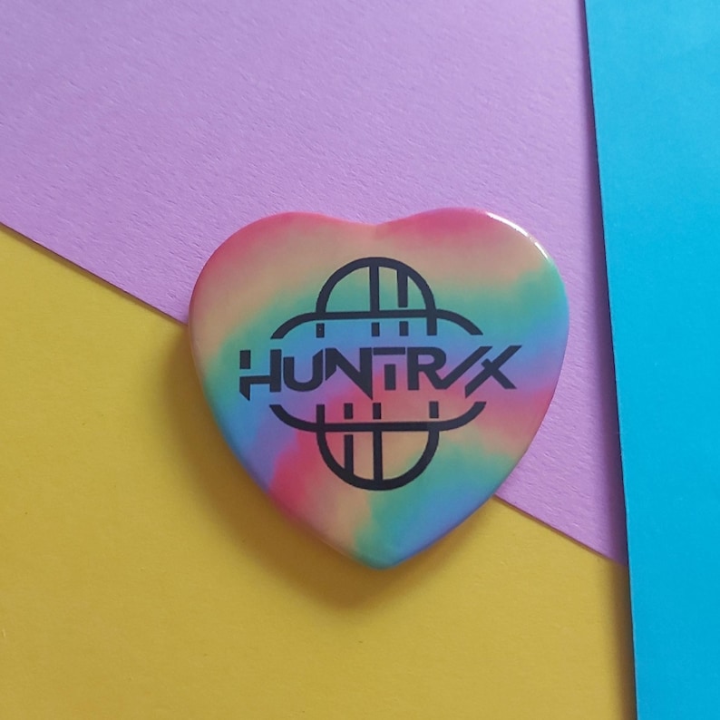 Huntrix Logo Kpop Demon Hunters Badge - Rainbow Heart Pin - Etsy