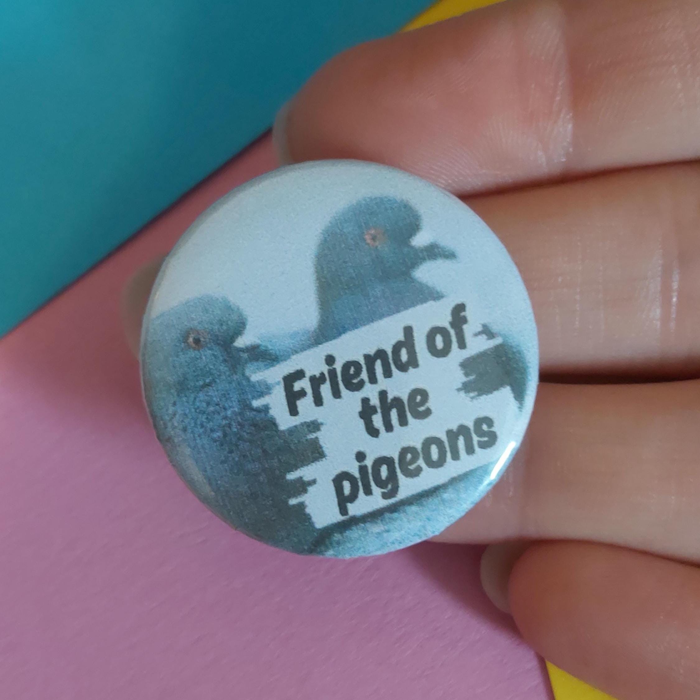 Friends of the Pigeons Button Badge, Funny Bird Photo Collage (32mm ...