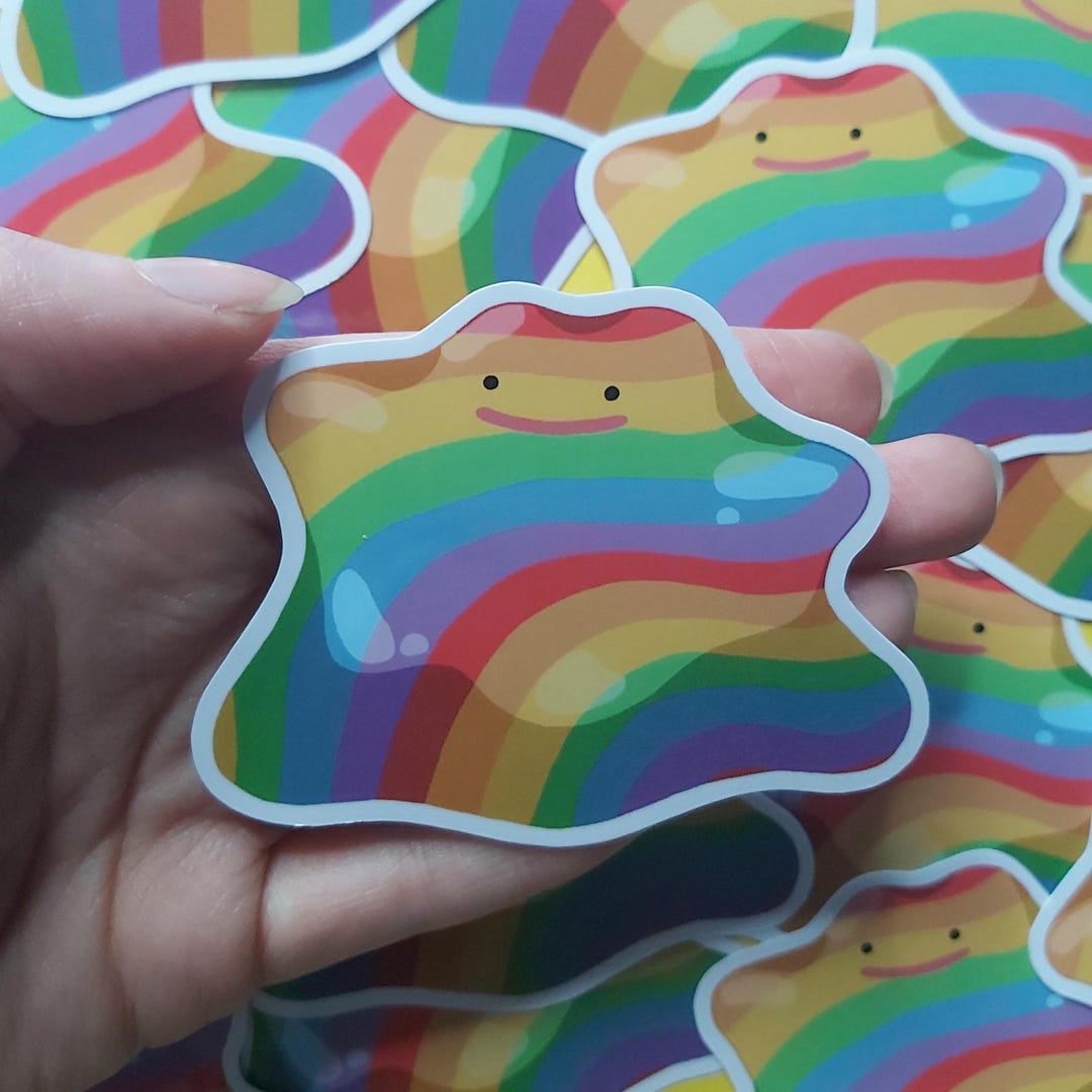 Wavy Rainbow Ditto Pokemon Illustration 3" Vinyl Sticker - Etsy UK