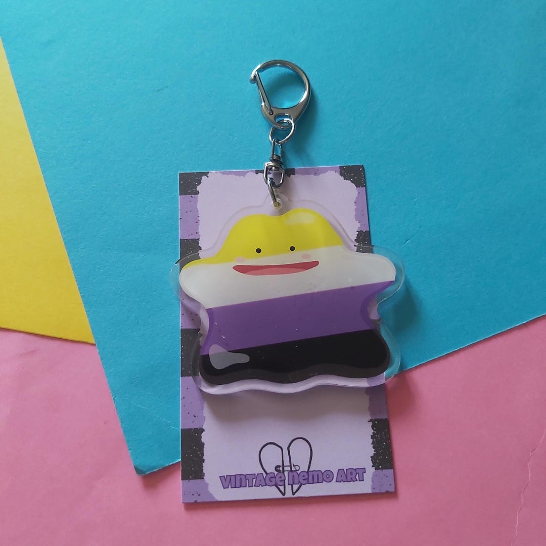 Non Binary Enby Pride Flag Ditto Pokemon LGBTQIA Acrylic Charm With ...