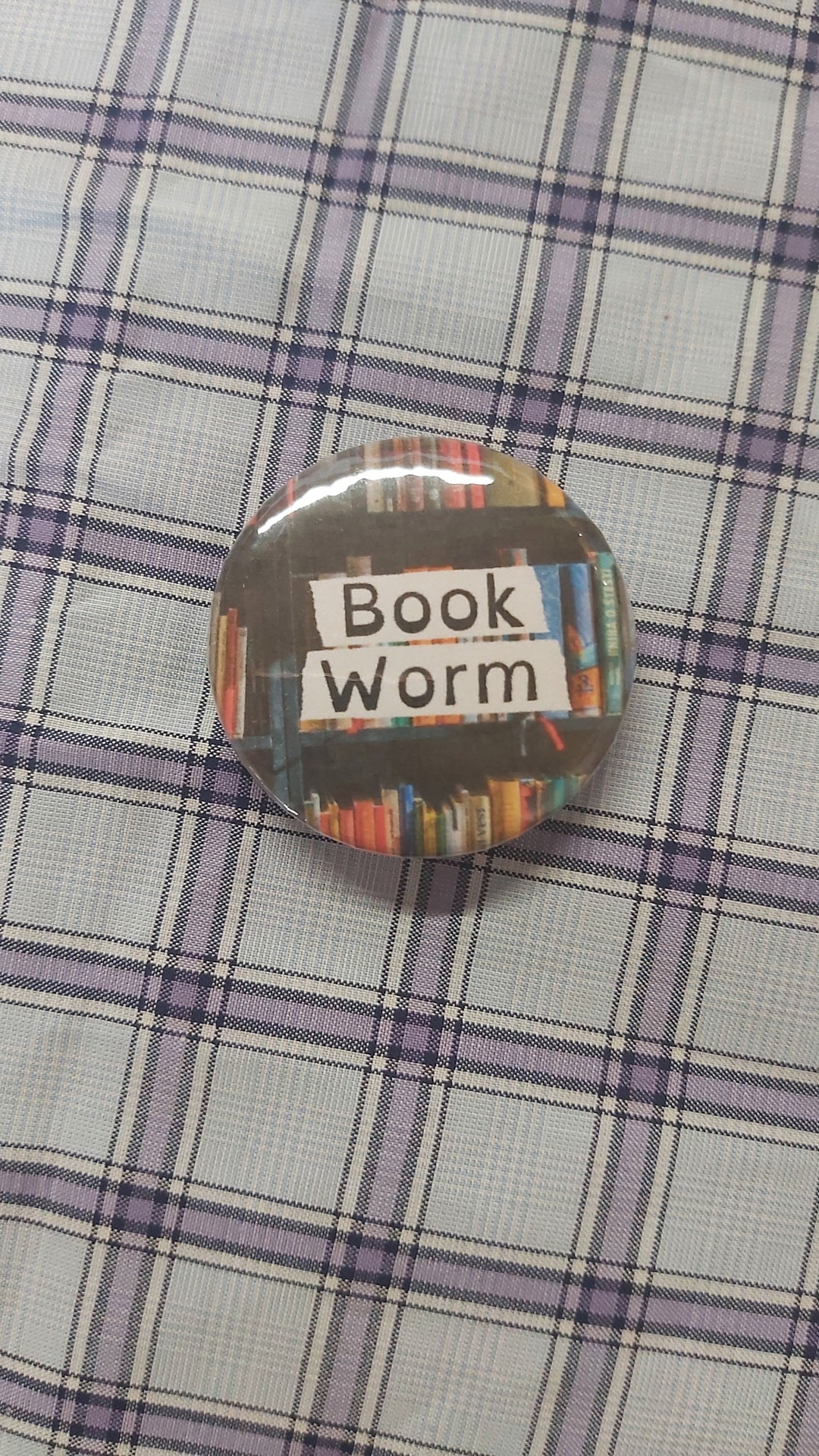 Book Worm Library Digital Collage 32mm Button Badge Pin - Etsy