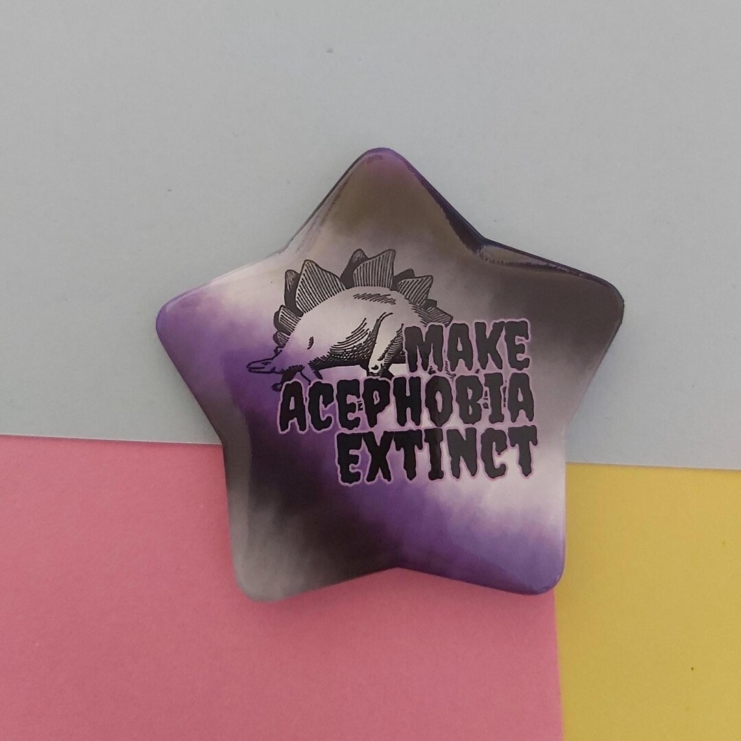 Acephobia Extinct Star Badge: Asexual Pride, Stegosaurus Pin - Etsy
