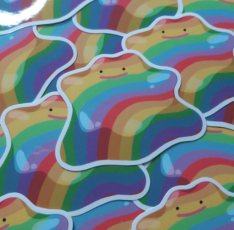 Wavy Rainbow Ditto Pokemon Illustration 3" Vinyl Sticker - Etsy UK