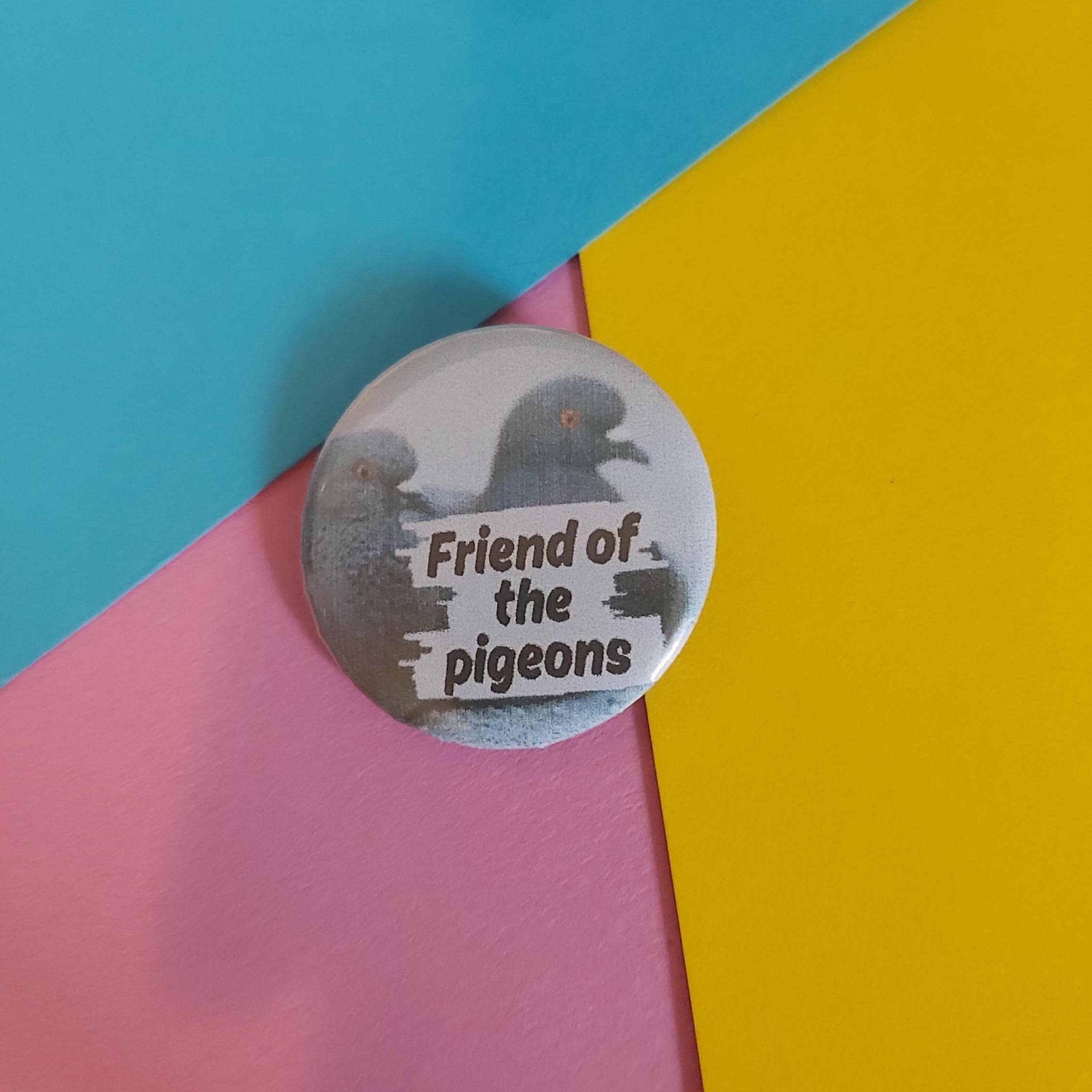 Friends of the Pigeons Button Badge, Funny Bird Photo Collage (32mm ...