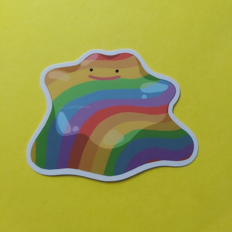 Wavy Rainbow Ditto Pokemon Illustration 3" Vinyl Sticker - Etsy UK