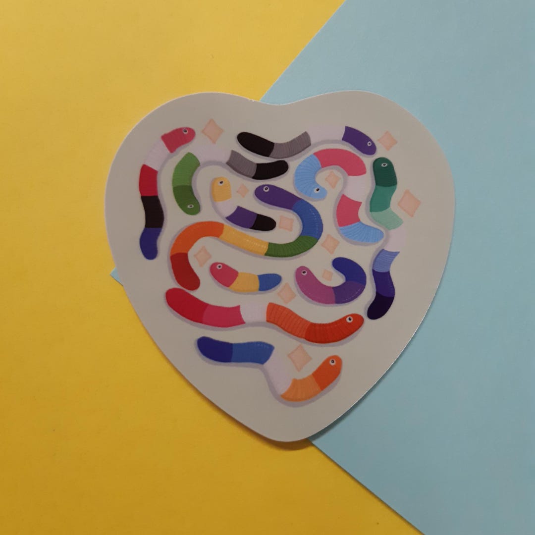 Die Cut Gay Worms Pride Flag LGBTQIA+ Illustration Animals Invertebrate ...