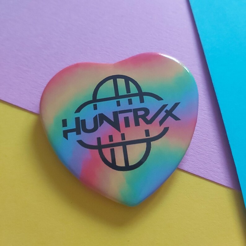 Huntrix Logo Kpop Demon Hunters Badge - Rainbow Heart Pin - Etsy