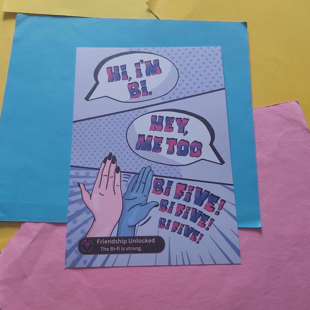 Bi Comic Strip Art Print, LGBTQIA+ Pride, High Five Illustration - Etsy