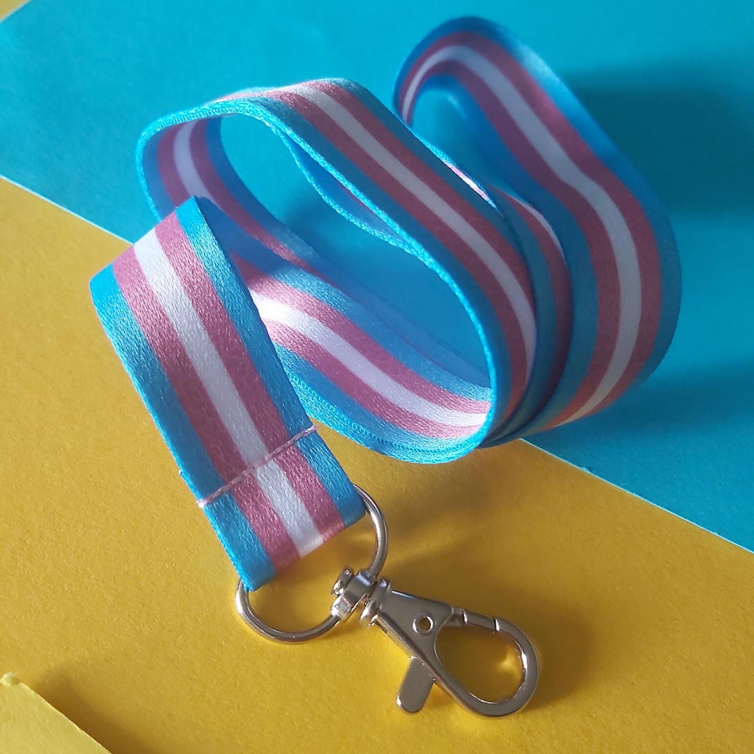 Transgender Pride Flag Cotton Lanyard With Silver Clasp - Etsy