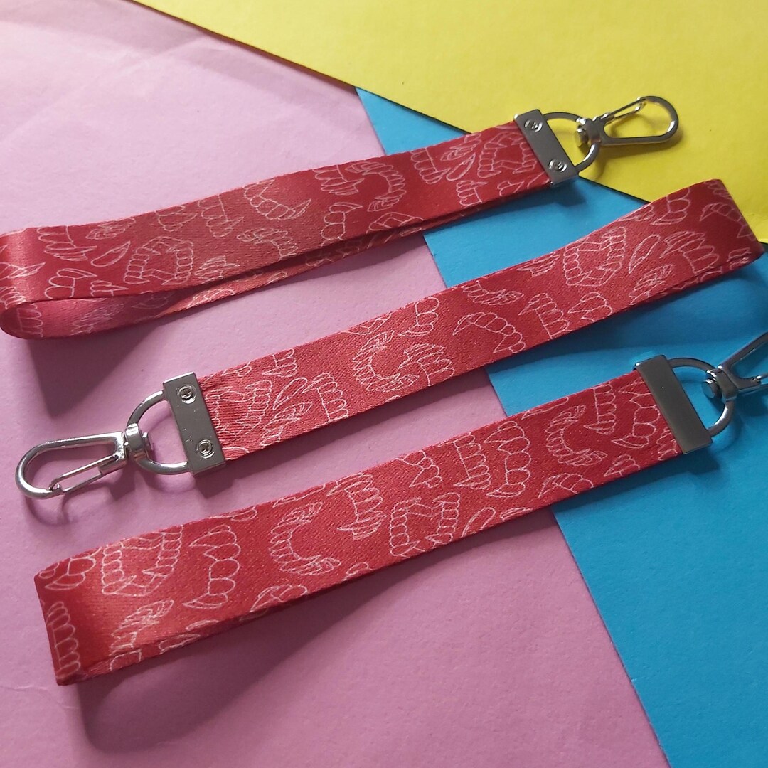 Vampire Fang Fabric Keychain Lanyard - Goth Silver Lobster Clasp - Etsy