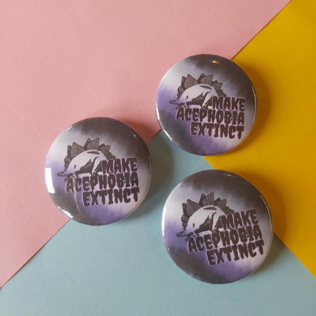 Make Acephobia Extinct 32mm Button Badge Pin Ace Asexual Rights Pride ...