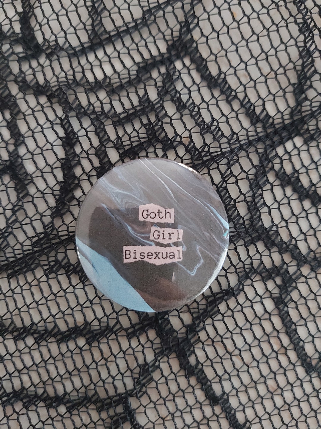 Goth Girl Bisexual LGBTQIA Abstract Paint Collage Design Button Badge ...