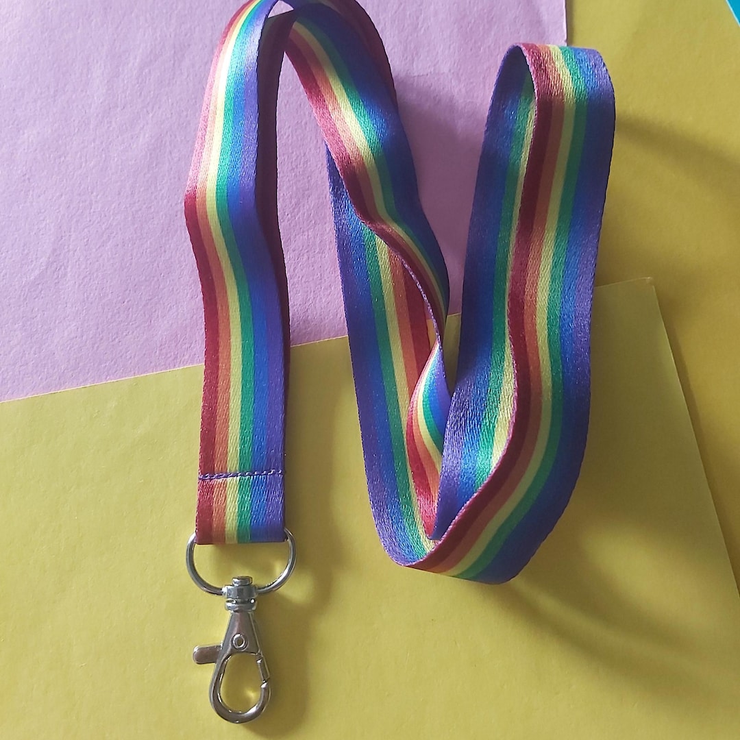 Rainbow Striped Pride Flag Lanyard With Silver Lobster Clasp - Etsy