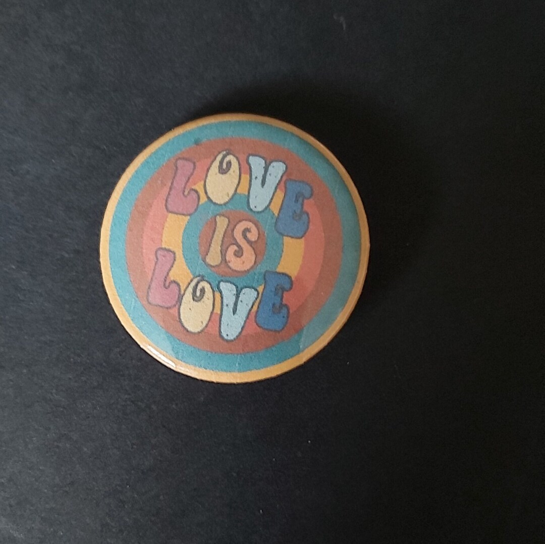 Love is Love 70s Retro Groovy Collage Design Button Badge Pin 32mm - Etsy