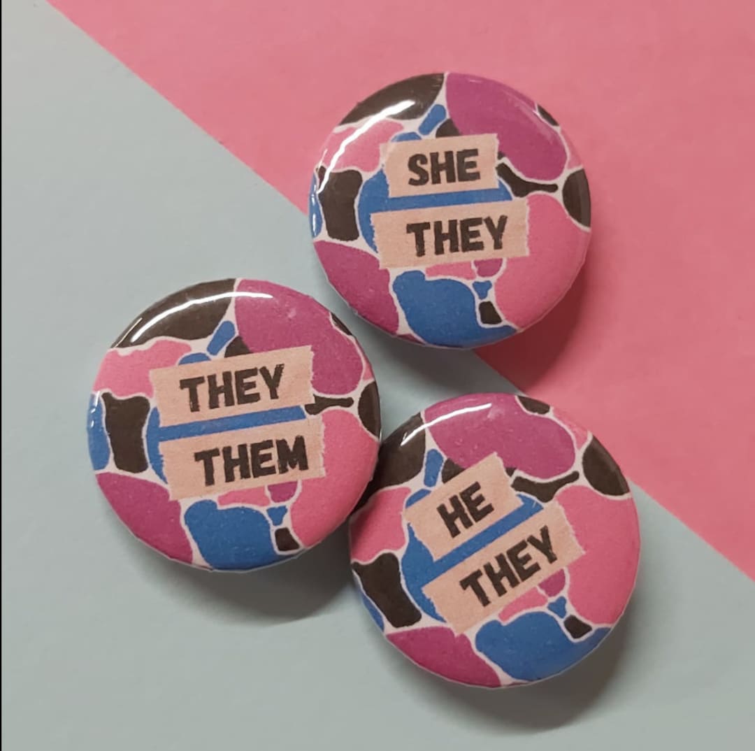 Genderfluid Pronoun Pride Flag Blob She/ He/ They/ Them 25mm Badge - Etsy
