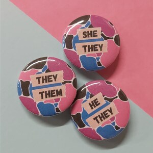 Genderfluid Pronoun Pride Flag Blob She/ He/ They/ Them 25mm Badge - Etsy
