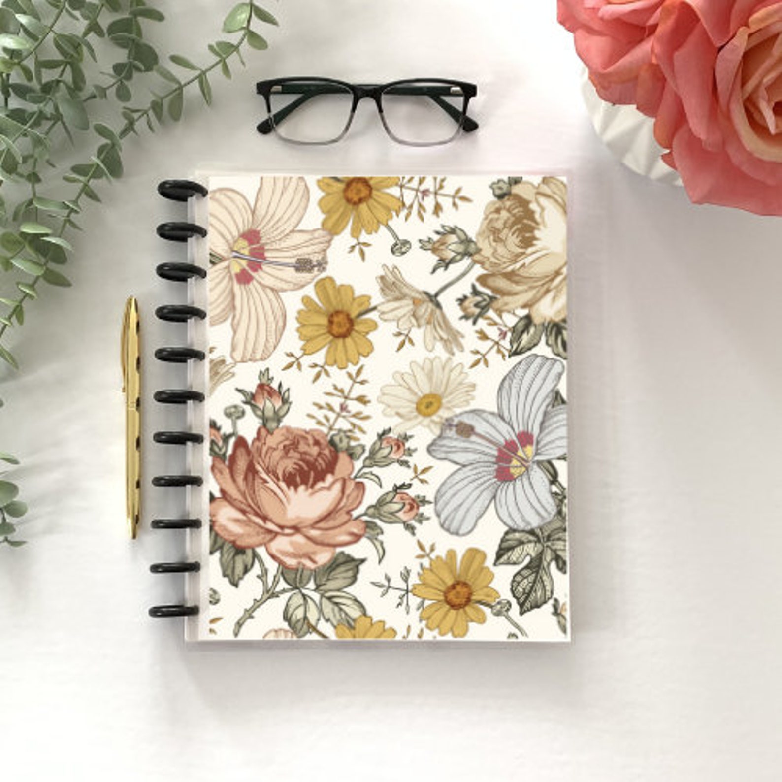 Vintage Floral Planner Cover Discbound - Etsy