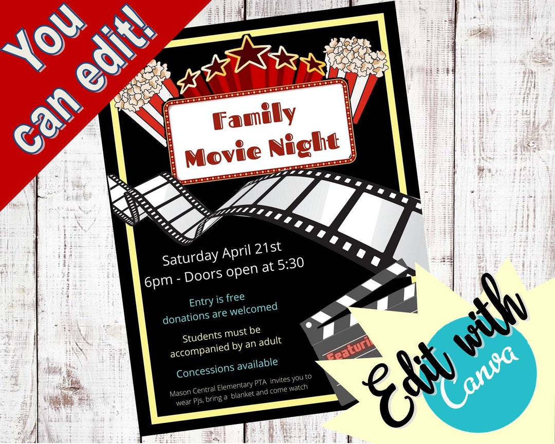 Family Movie Night - School PTA Event Flyer - Etsy