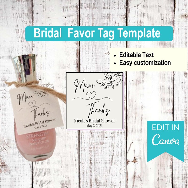 Mani Thanks Tags Bridal Shower - Etsy