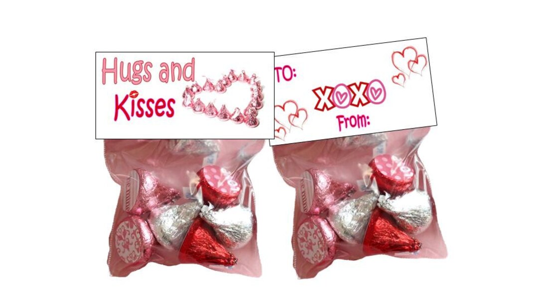 Hugs & Kisses Goody Bags Bag Toppers Valentines Day - Etsy