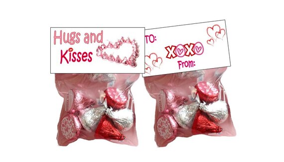 Hugs & Kisses Goody Bags Bag Toppers Valentines Day | Etsy