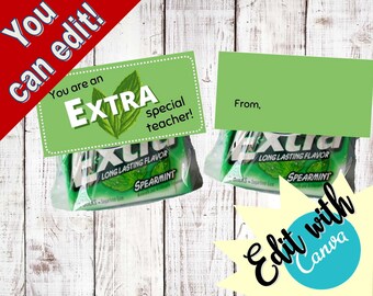 Extra Gum Gift Tag - Etsy