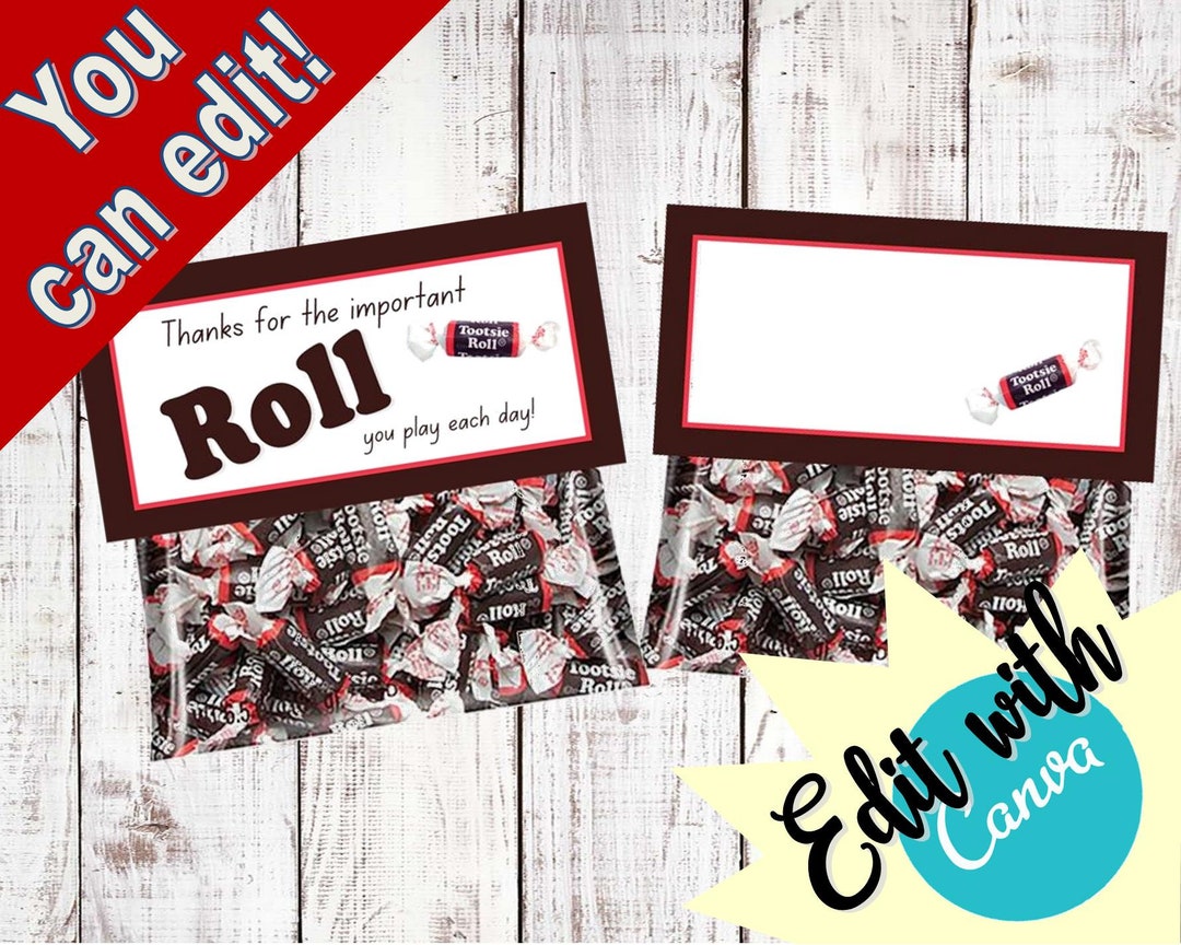 Thanks for Your Roll- Goody Bags - Tootsie Roll - Bag Toppers - - Etsy