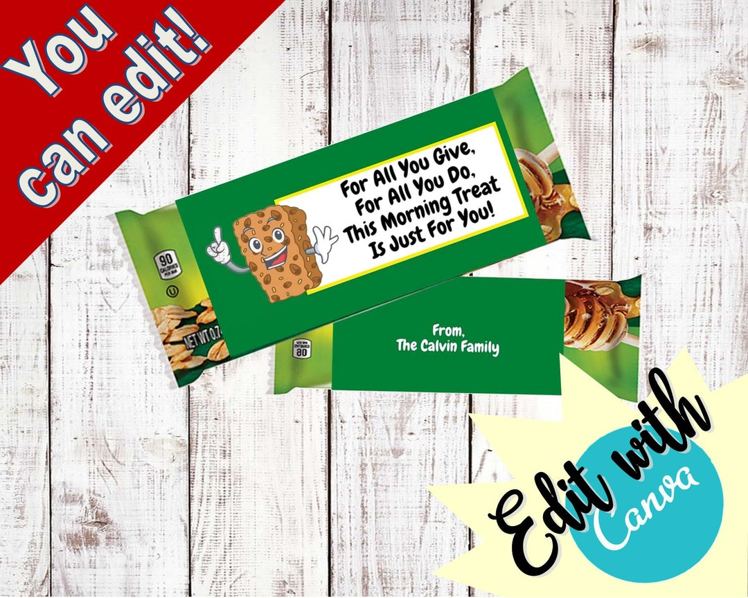 Granola Bar Wrap: Morning Treat Label, Editable on Canva (PDF) - Etsy