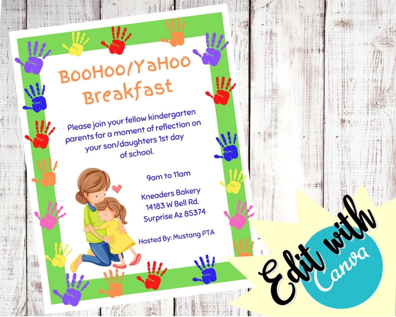 Boohoo/yahoo Breakfast - Kindergarten - School PTA Event Flyer - Etsy