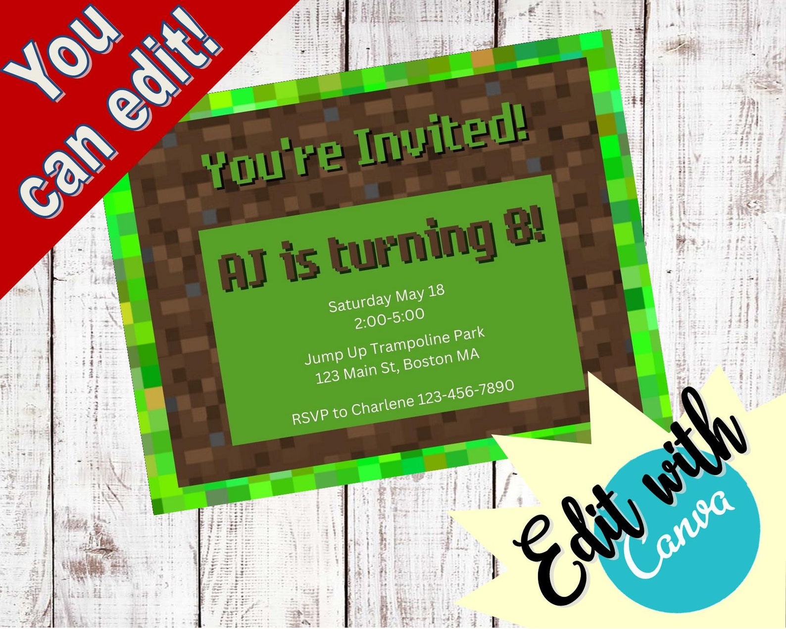 Birthday Invite Minecraft Inspired Design Mine Themed - Etsy