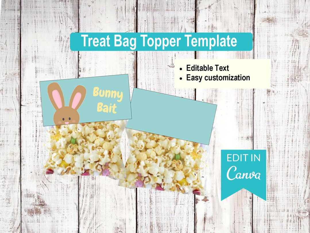 Bunny Bait - Easter | Editable Treat Bag Top Templates | Canva Editable ...