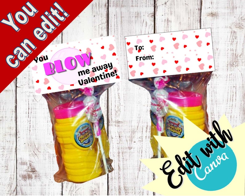 You Blow Me Away Valentine - Goody Bags - Bag Toppers - Valentines Day ...